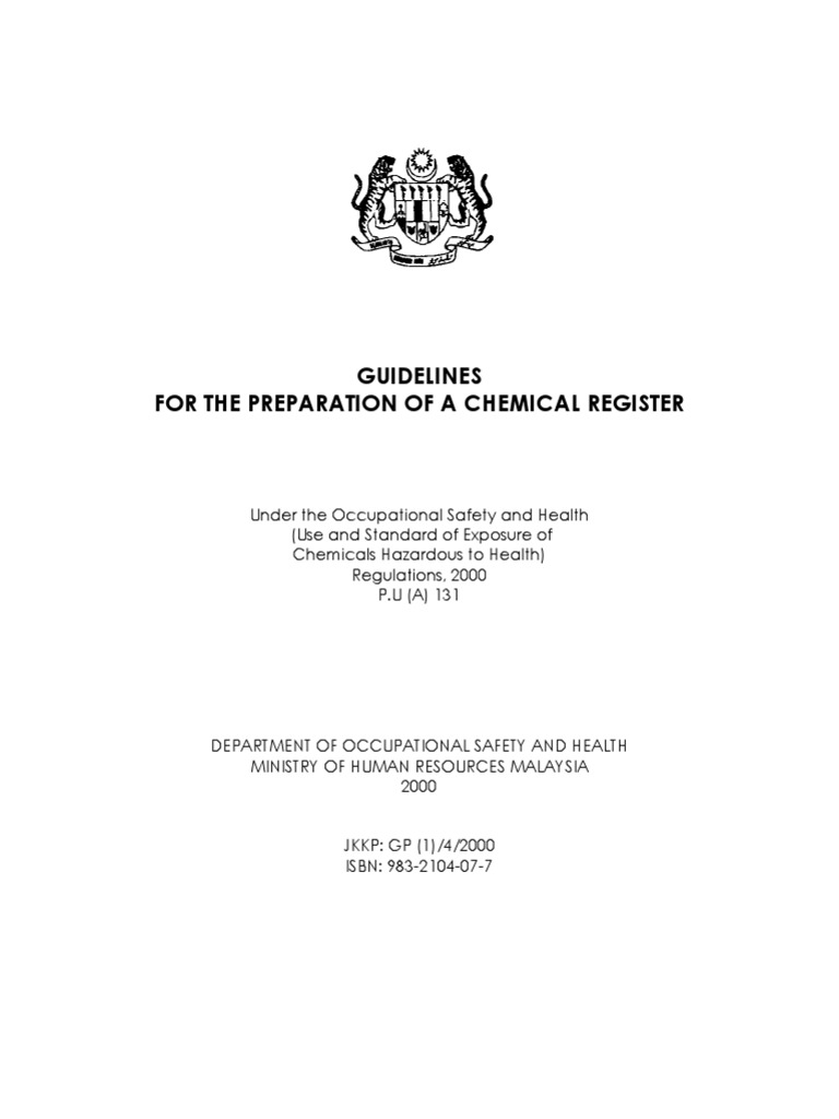 Guidelines For The Preparation of A Chemical Register