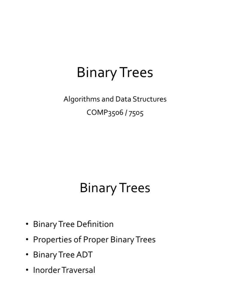 Binary Trees: Data Structures and Algorithms for Representing Hierarchical Data | PDF | Computer ...