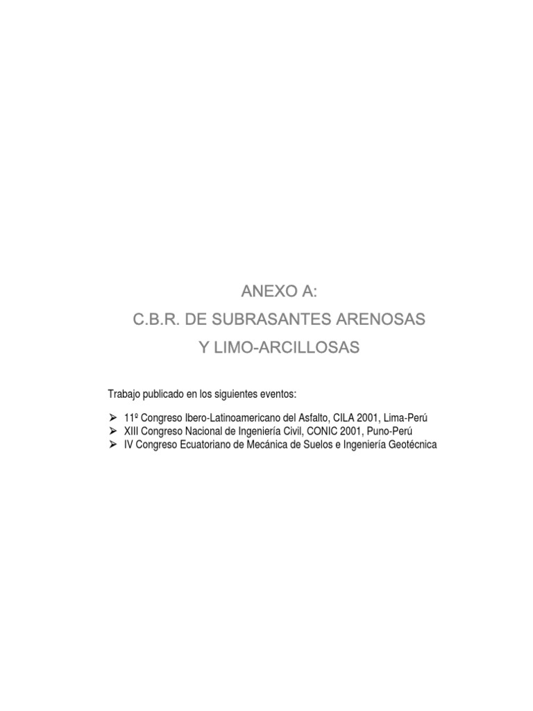 CBR de Subrasante | PDF | Mecánica de suelos | Plasticidad (Física)