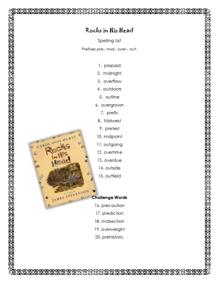 Rocks in His Head: Prefixes Pre-, Mid-, Over-, Out | PDF | Language ...