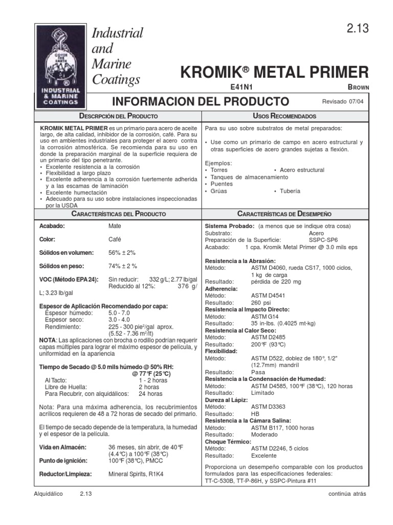 Kem Kromic Primer | PDF | Aluminio | Pintar