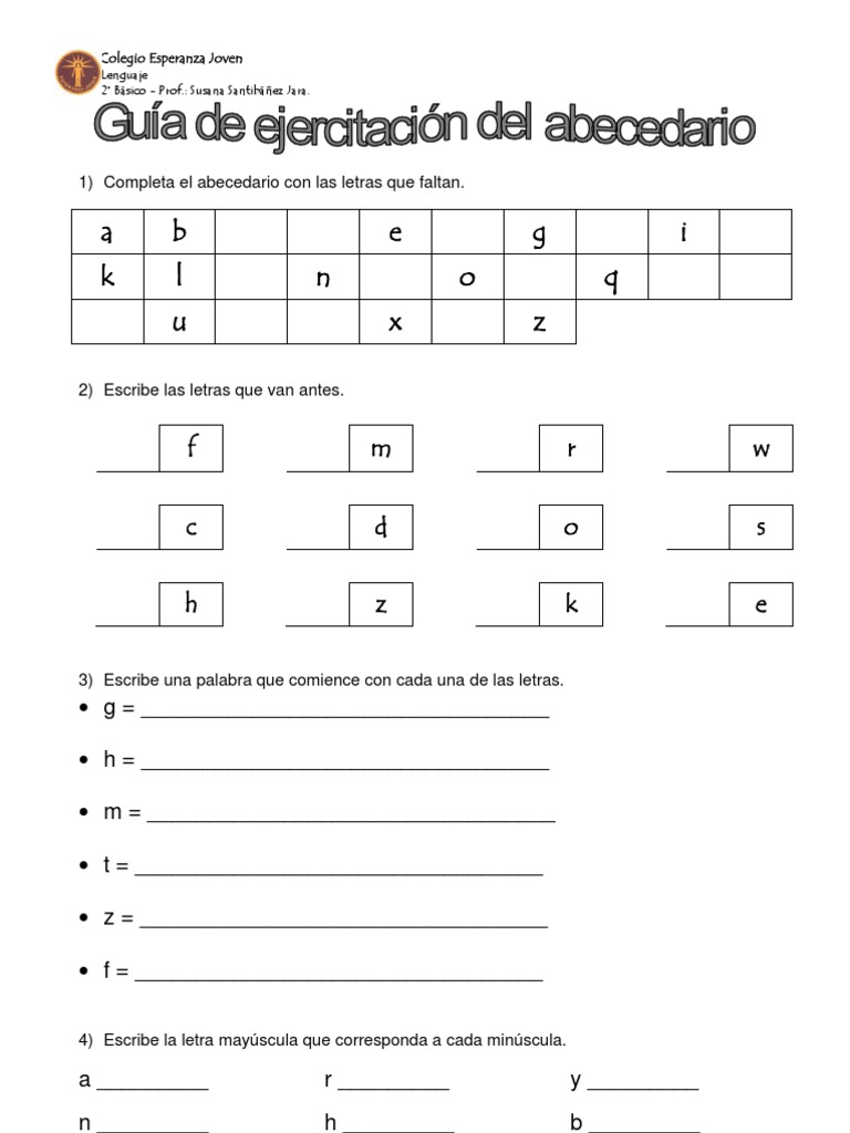 Actividades para Completar el Abecedario | PDF