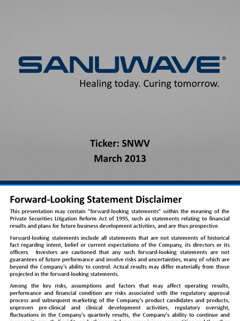 Sanuwave Investor Presentation.v5 | PDF | Healing | Clinical Trial