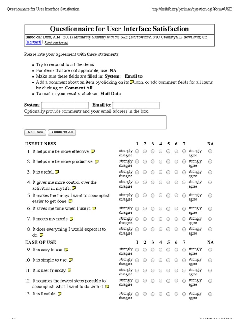 Questionnaire For User Interface Satisfaction | PDF | Usability | Computing