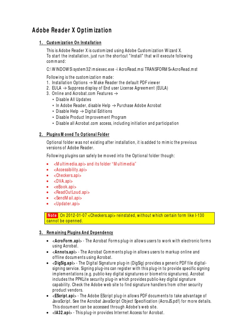 Adobe Reader X Installation Optimization | PDF | Portable Document ...