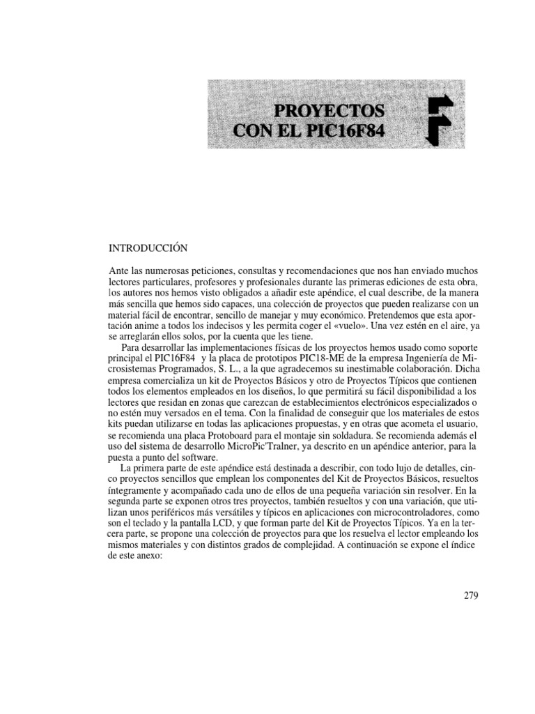 Proyectos Con PIC 16F84 PDF | PDF | Microcontrolador | Diodo emisor de luz