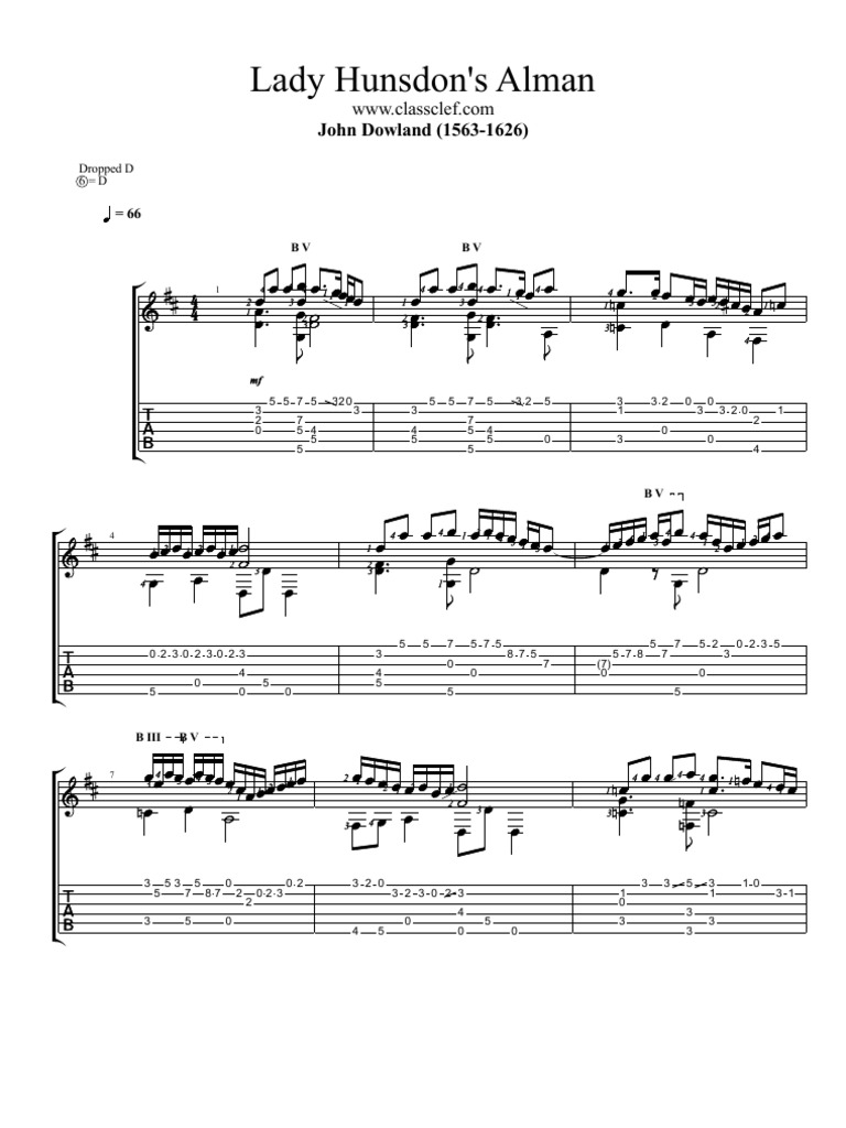 Lady Hunsdon's Alman by John Dowland | PDF | Teaching Methods & Materials