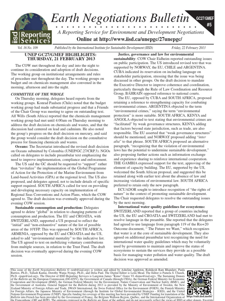 Enb Bulletin | PDF | Reducing Emissions From Deforestation And Forest ...
