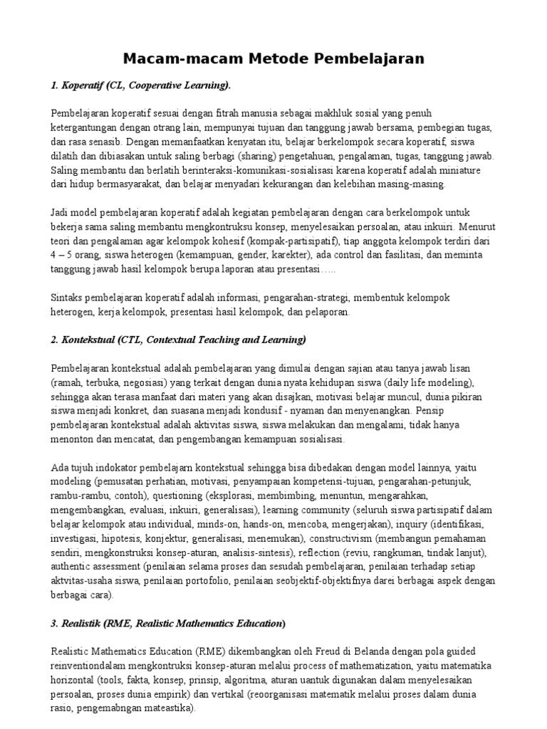 Metode Pembelajaran | PDF