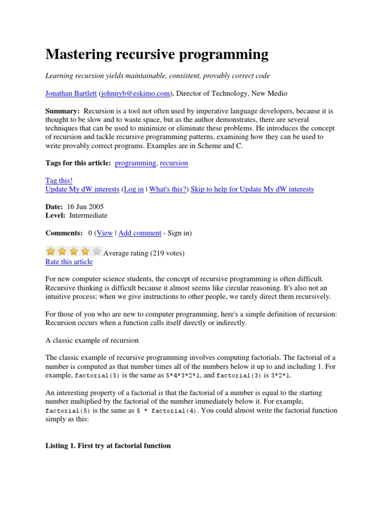 Mastering Recursive Programming Pdf Subroutine Recursion 