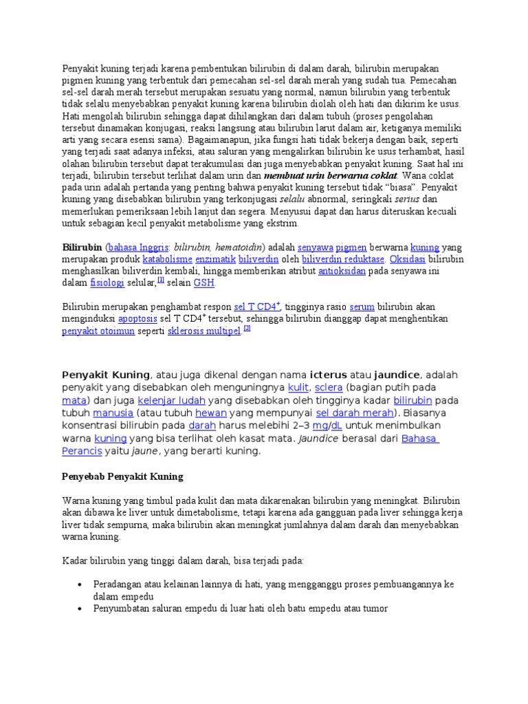 Penyebab dan Gejala Penyakit Kuning | PDF