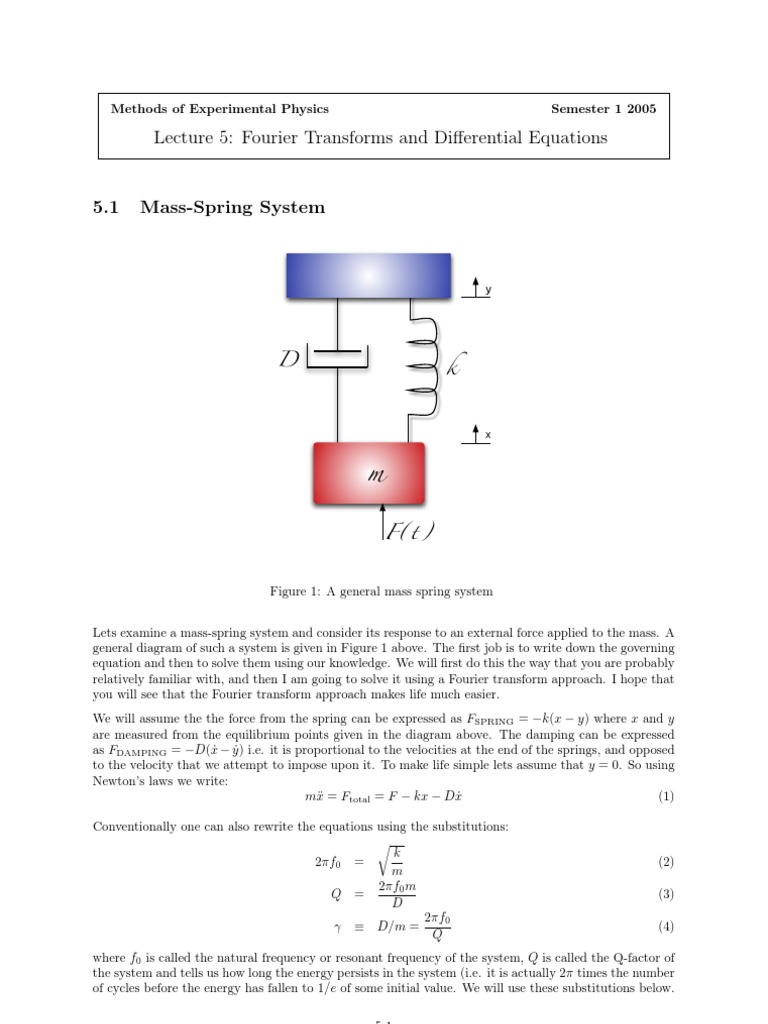 Fourier Transforms in Mass-Spring Systems | PDF | Exponential Function ...