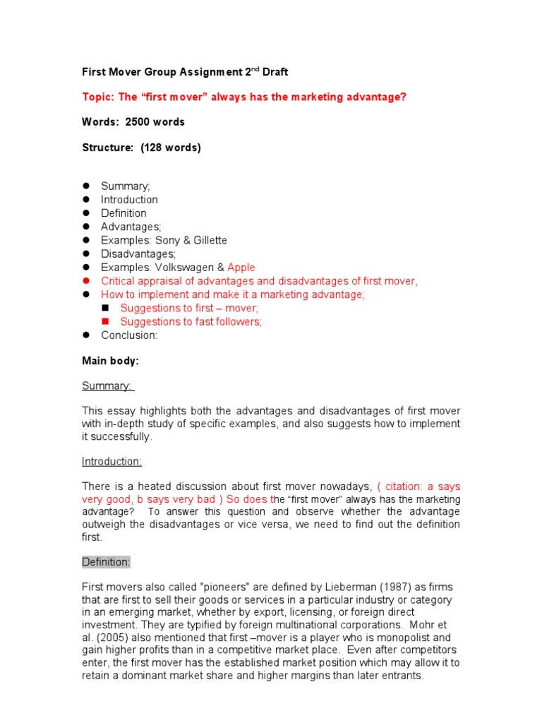 First Mover | PDF | Brand | Strategic Management