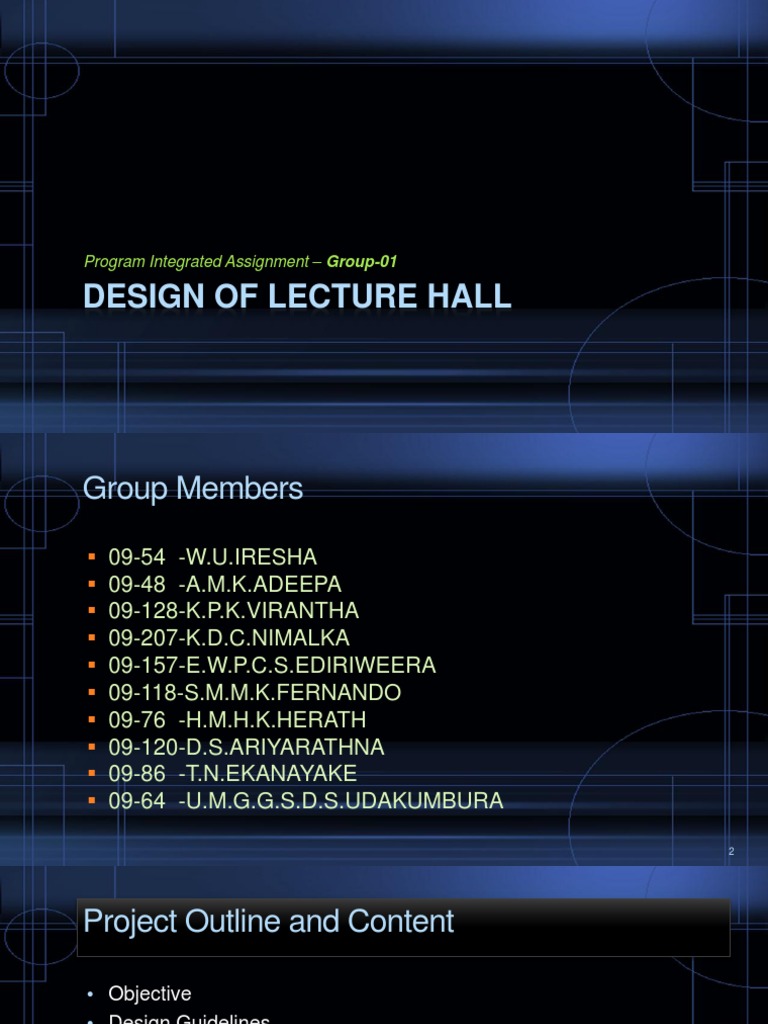 Design of Lecture Hall: Program Integrated Assignment - Group-01 | PDF ...