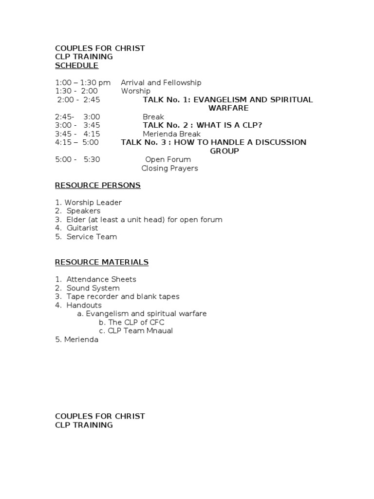 CFC CLP Training | PDF | Spiritual Warfare | Satan