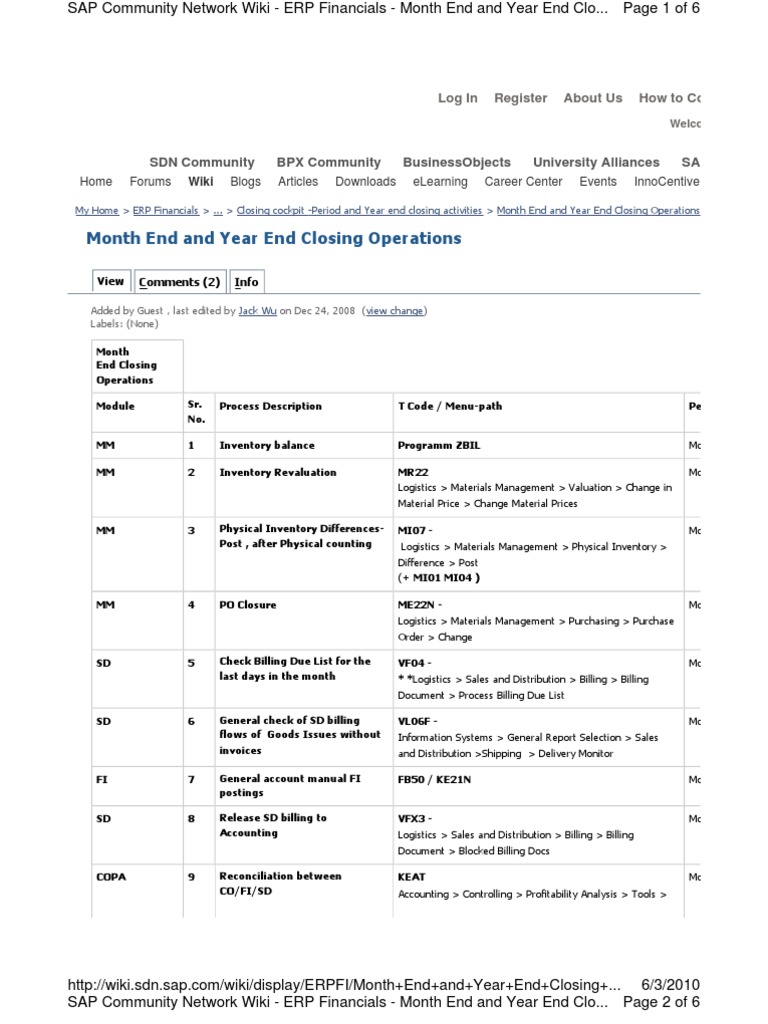 Month End activities | Invoice | Balance Sheet