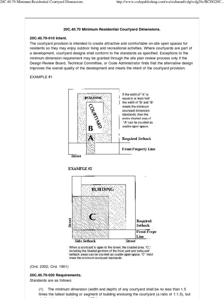 Minimum Residential Courtyard Sizes | PDF | Courtyard | O'hare ...