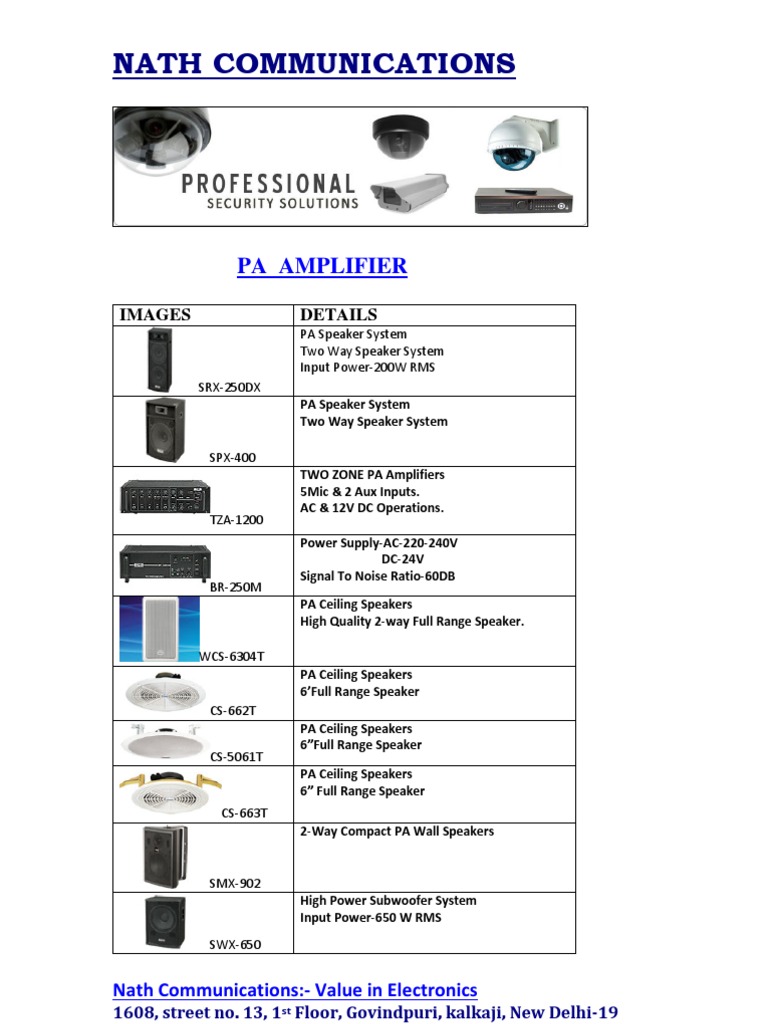 PA Audio Systems Catalog | PDF