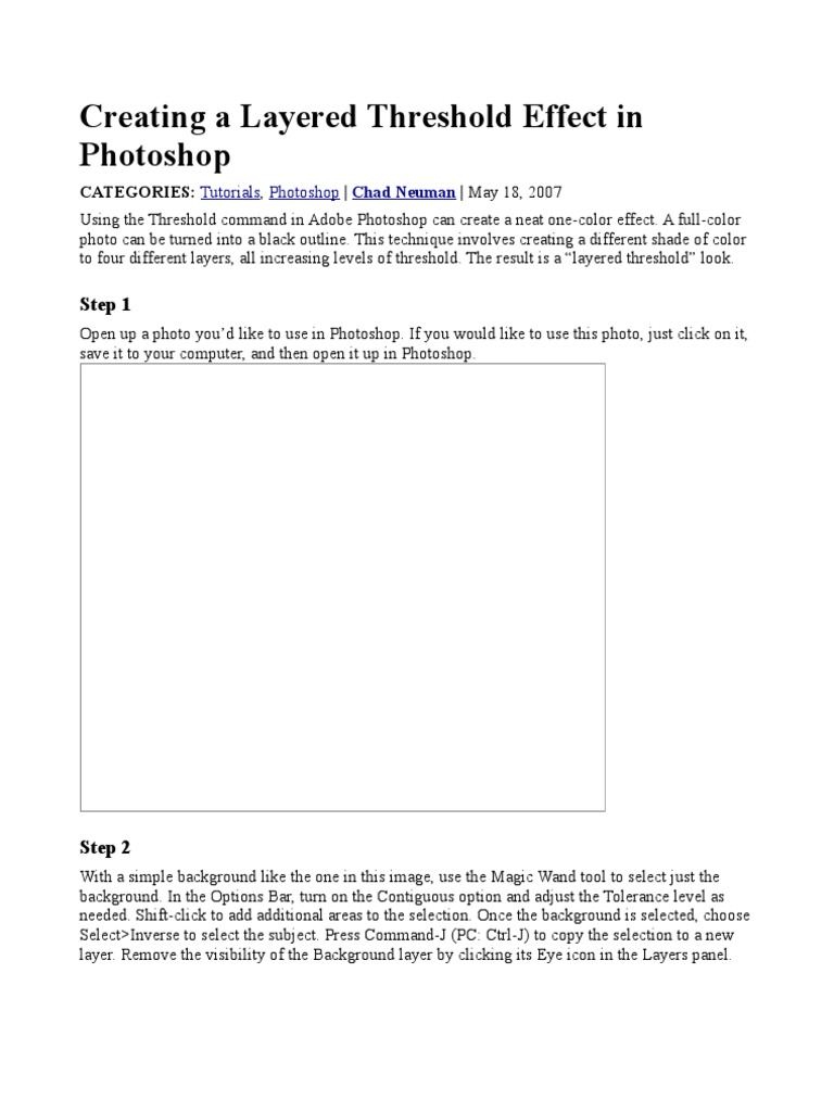 Creating A Layered Threshold Effect in Photoshop: Step 1 | PDF | Adobe ...