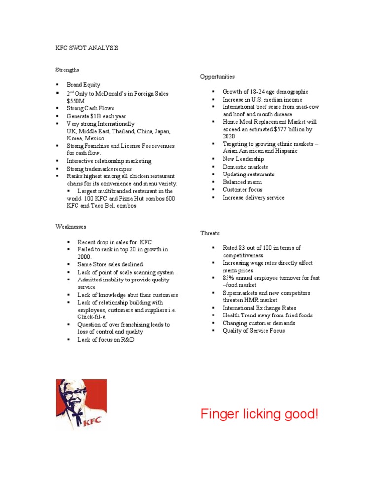 KFC Swot Analysis | PDF