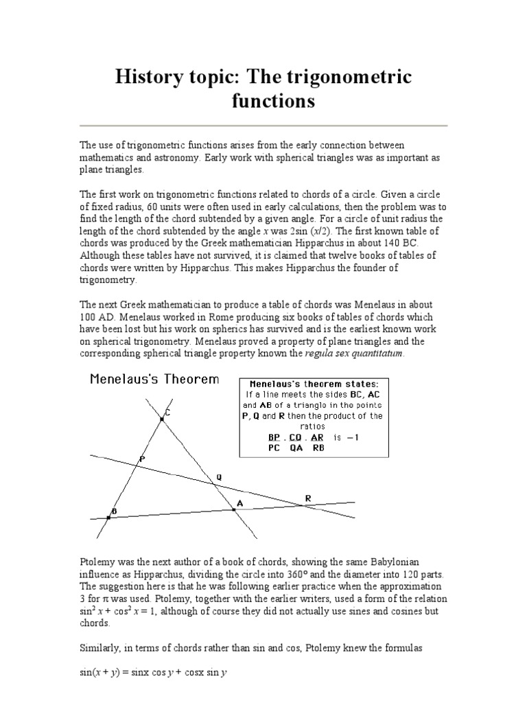 History of Trigonometry | Trigonometric Functions | Trigonometry
