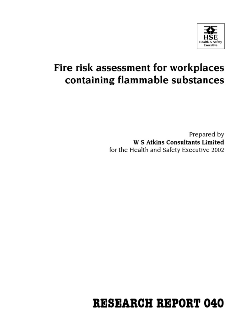 HSE Fire Risk Assessment Flammable Substances RR40 2000 PDF | PDF ...