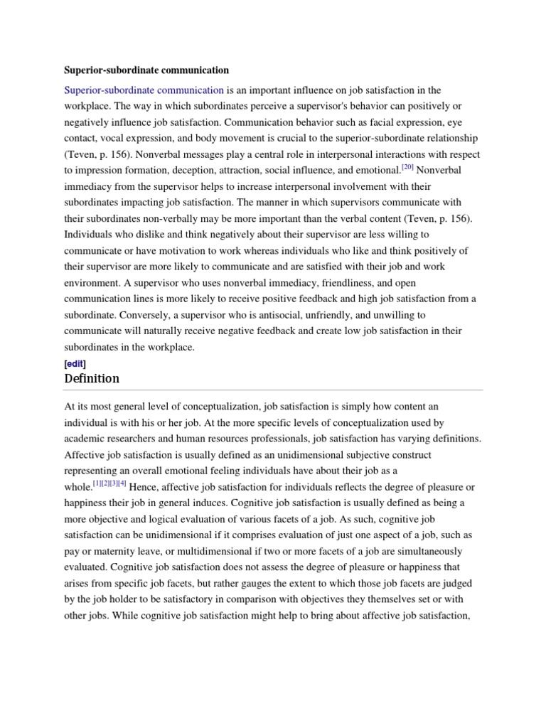 Superior-subordinate communication | Job Satisfaction | Contentment