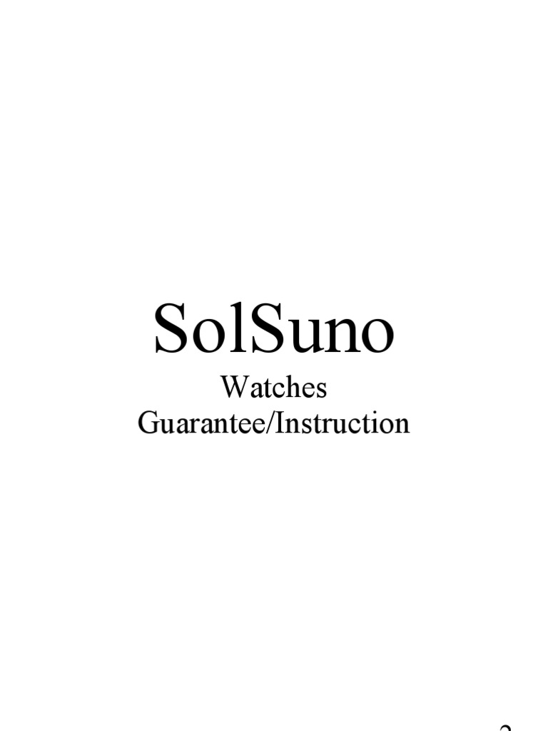 Solsuno Instruction English | PDF | Watch | Battery (Electricity)