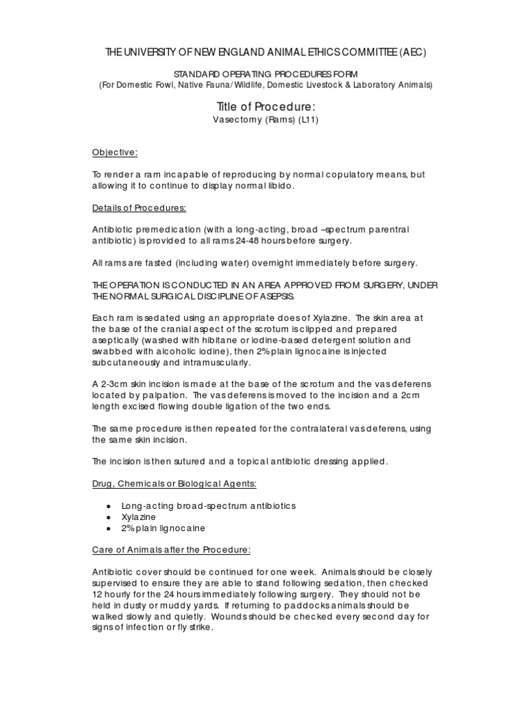 Vasectomy (Rams) | PDF | Surgery | Sheep