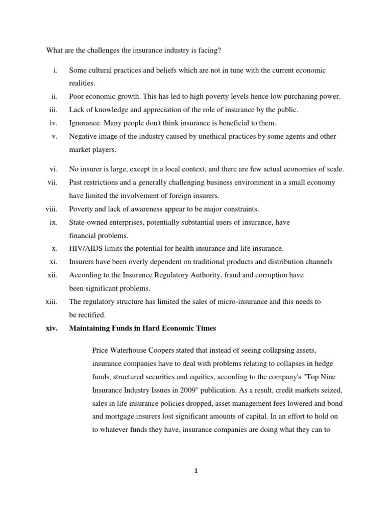 What Are The Challenges The Insurance Industry Is Facing | PDF | Life ...