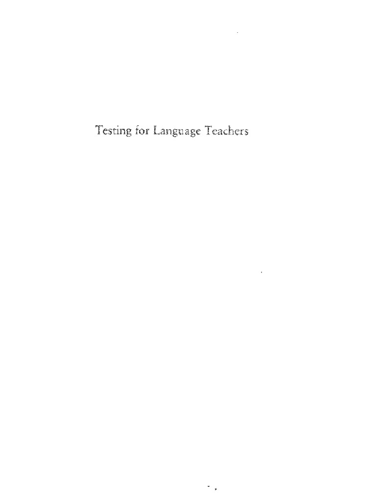 Testing For Language Teachers | PDF