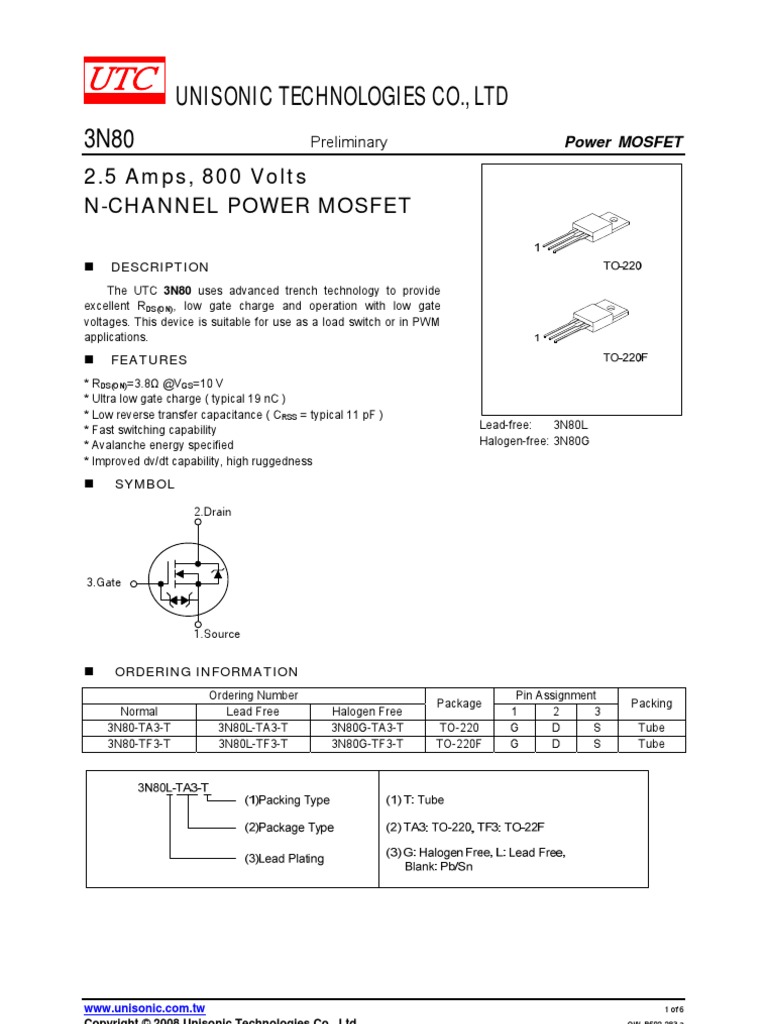 3n80 | Mosfet | Field Effect Transistor