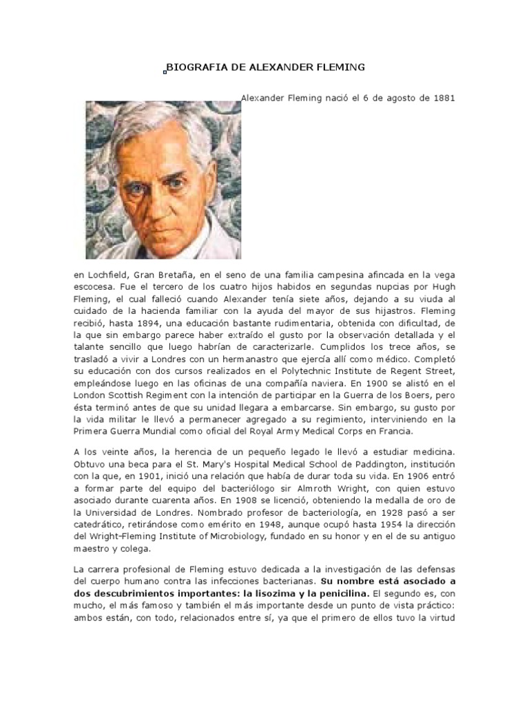 Biografia de Alexander Fleming | PDF | Antibióticos | Penicilina