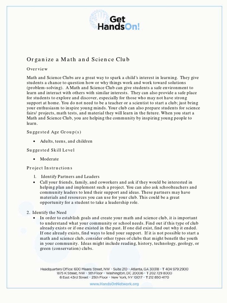 Math and Science Club | PDF | Science | Teachers