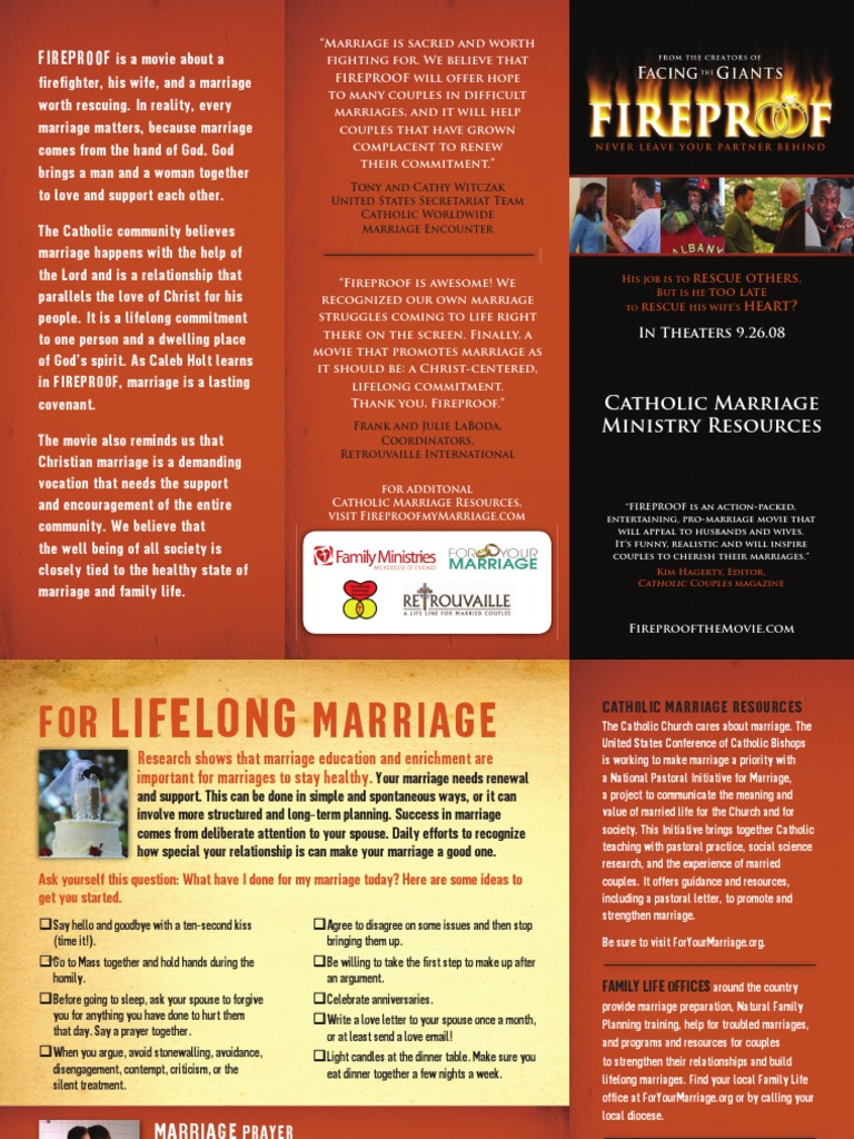 Fireproof CatholicBrochure | PDF | Christian Views On Marriage | Marriage