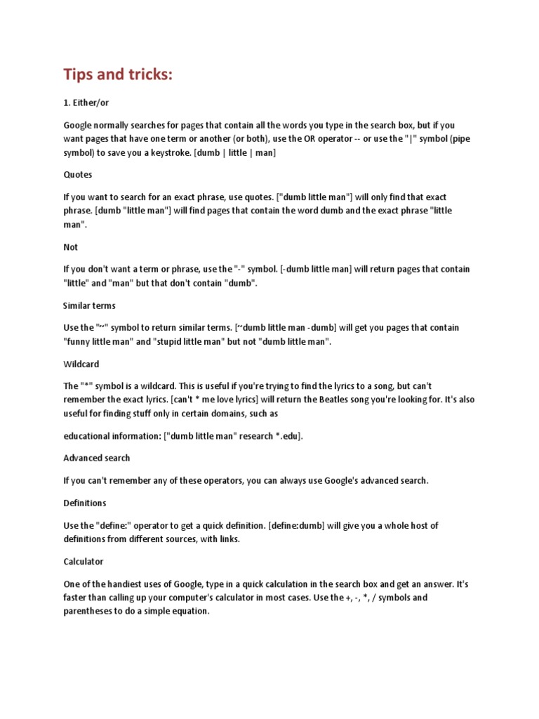 GOOGLE Search Tips | Download Free PDF | Web Search Engine | Search ...