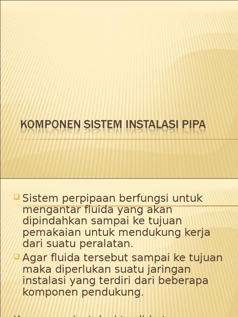 Komponen Sistem Instalasi Pipa | PDF