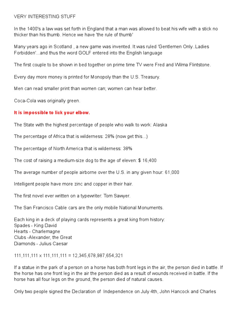 Interesting Facts | PDF