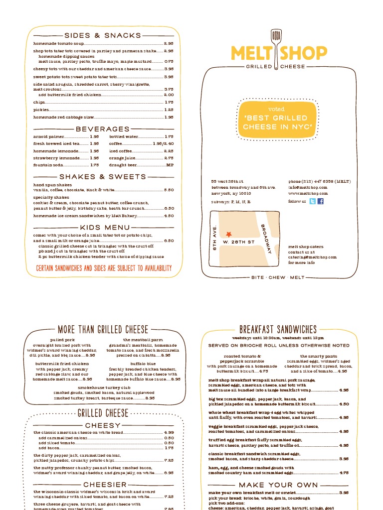 Melt Shop Menu | PDF | Bacon | Pesto