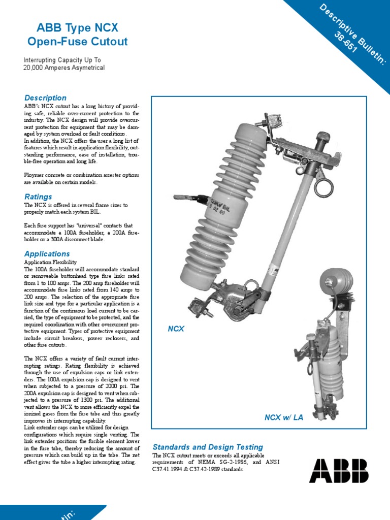 ABB NCX Open-Fuse Cutout Overview | PDF | Fuse (Electrical) | Vacuum Tube