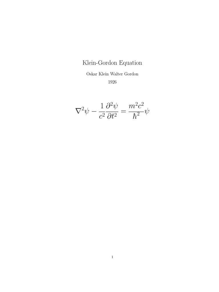 Klein-Gordon Equation Overview | PDF