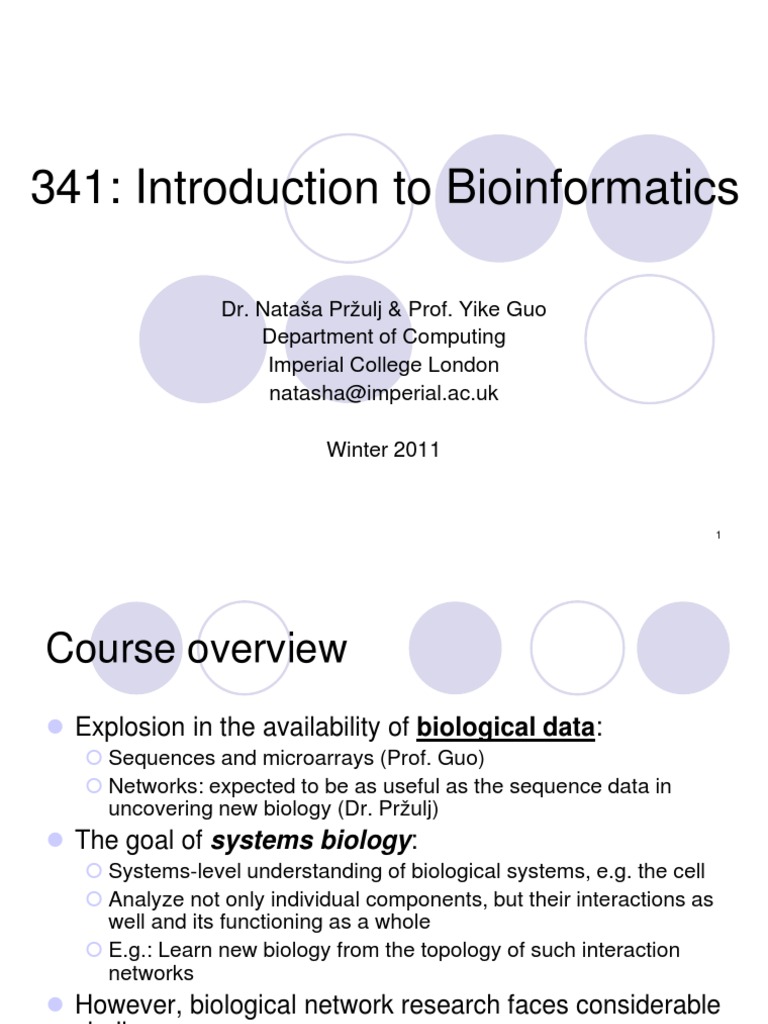 1 - Introduction To Bioinformatics | PDF | Gene | Messenger Rna