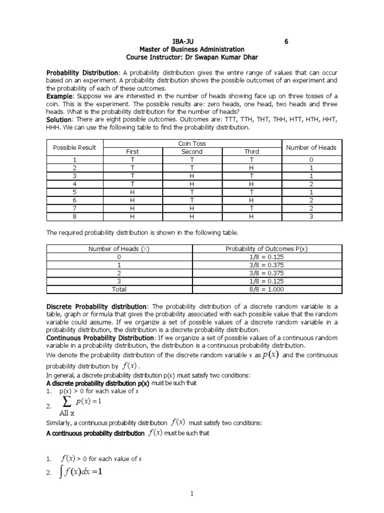 Probability Distribution | PDF | Probability Distribution | Variance