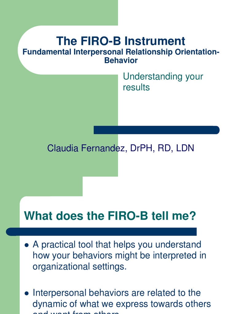 The FIRO-B Instrument FSLI 2011 To Show | PDF