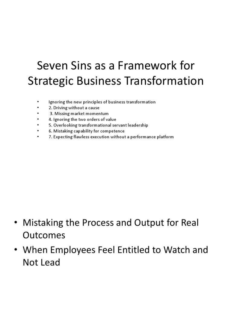 Seven Sins of Business Transformation | PDF | Business | Control ...