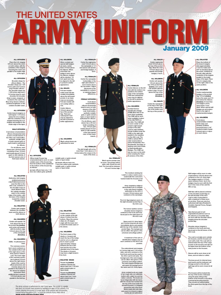 2009 Uniform Poster | PDF | Military Personal Equipment | Uniforms