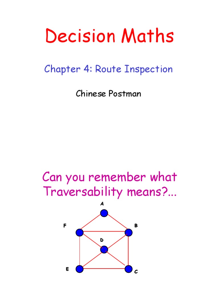 Decision Maths: Chapter 4: Route Inspection | PDF