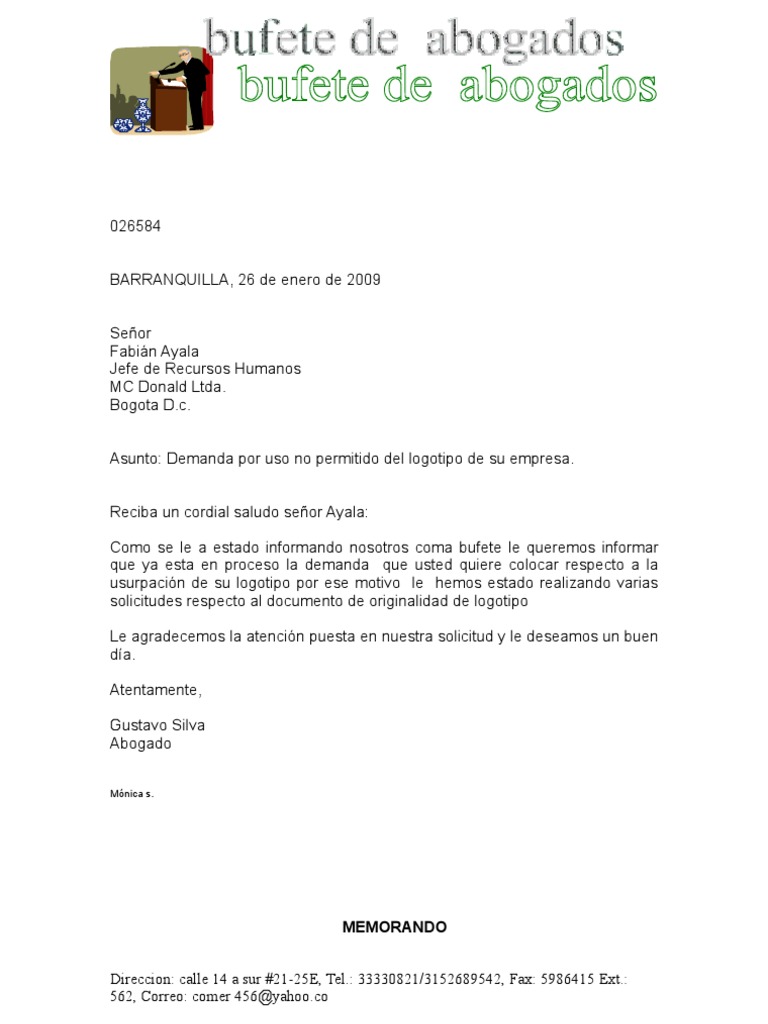 Carta, do Circular Nuevo Ejemplo