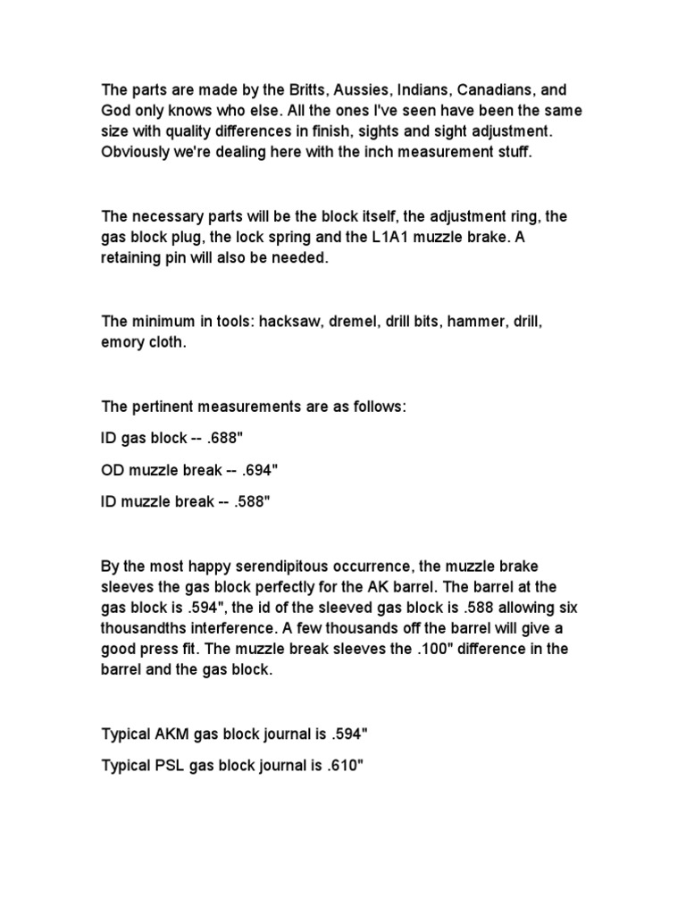 FAL Gas Block Modification Guide | PDF | Technology & Engineering