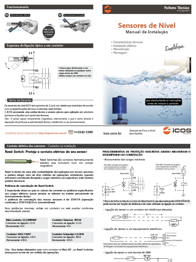 Manual Sensores de Nivel Icos | PDF | Relé | Eletricidade